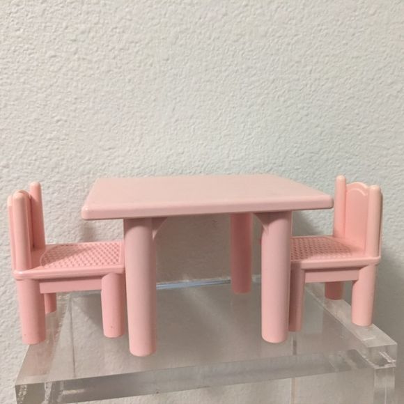Toys | Vintage Playskool Victoria Dollhouse Pink Dining Table With Two ...